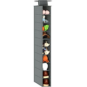 NEATJELAI Hanging Shoe Organizer 10 Tier Hanging Shelves for Closet Organizers and Storage System，Foldable Design, for Wardrobe, Baby Clothes Organization and Storage，Gray