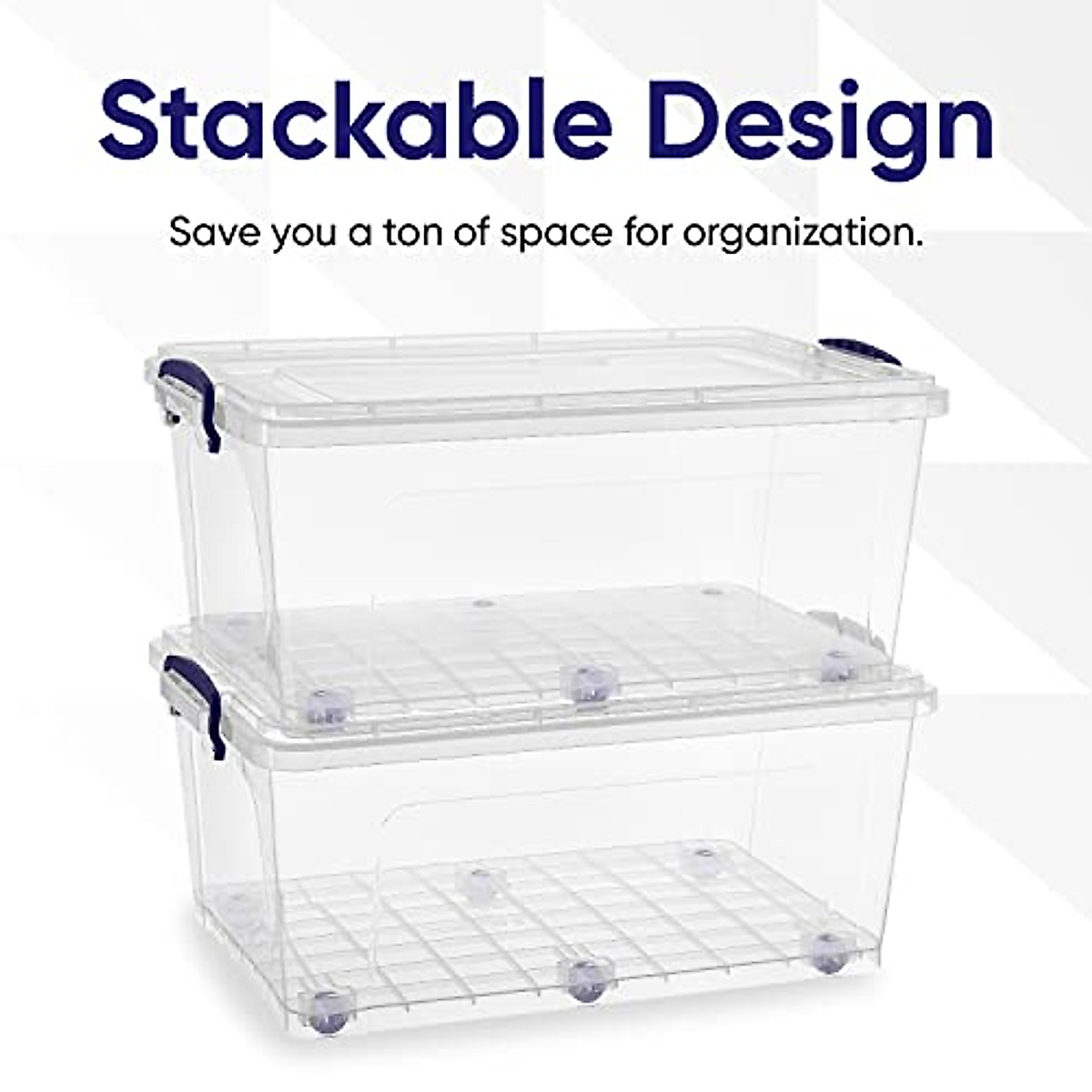 Superio Storage Containers With Wheels (3 Pack), Stackable Large Storage Containers With Lids, Durable Latches (32 Qt)