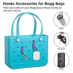 ARSUNOVO 2 PCS Hooks Accessories for Bogg Bags, Insert Charm Connector Key Holder Mask Holder, Purple