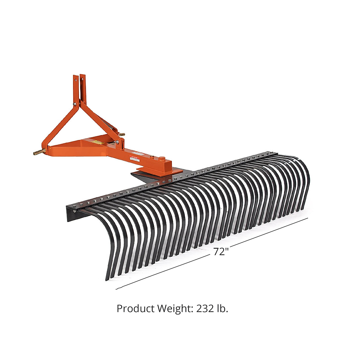 Titan Attachments 3 Point 6 FT Landscape Rake for Compact Tractors, Fits Category 1 Hookup, Tow-Behind Garden Tool, Landscaper, and Grass Comb