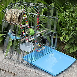 Parakeet Bird Cage, Wire Birdcage Hanging Bird House with Bird Feeder Waterer and Stand, Bird House Accessories for Budgie Parakeets Finches Canaries Lovebirds Small Parrots Cockatiels