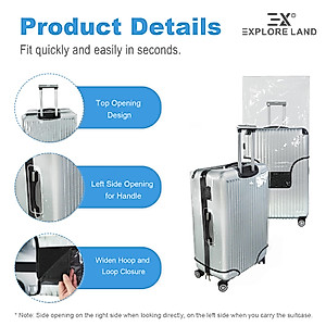 Explore Land Clear Luggage Cover Tough Protector Fits for 30-32 Inches Suitcase for Travel Airplane (PVC, XL)