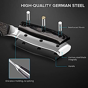 MOSFiATA 6" Boning Knife, Sharp Kitchen Cooking Knife with Finger Guard and Knife Sharpener, German High Carbon Stainless Steel EN1.4116 Chef’s Knife with Micarta Handle and Gift Box