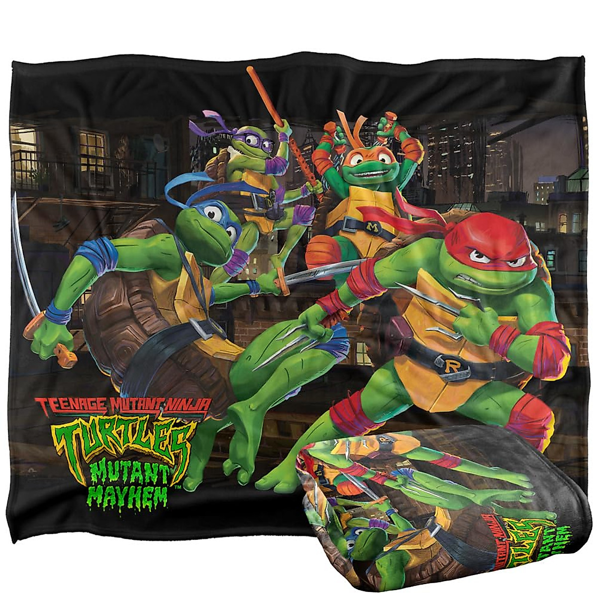 Teenage Mutant Ninja Turtles: Mutant Mayhem Blanket, 50"x60" Nightly Rooftop Escapade Silky Touch Super Soft Throw Blanket