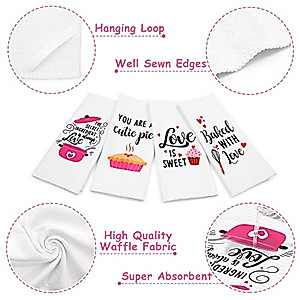 Valentine's Day Kitchen Towels Baking Love Bathroom Hand Towels w/Hanging Loop (Symmetrical Pattern), 23.5''x16'' Super Absorbent Soft Love Towel Valentines Day Kitchen Bath Gift for Him or Her