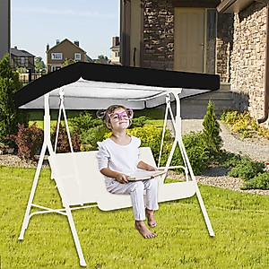 ikasus Outdoor Patio Canopy Swing Chair Cover, Replacement Canopy for Swing Outdoor Oxford Cloth Waterproof Top Dust Rain Proof Cover for Patio Swing Garden Swing Outdoor Black (Top Cover,65 x 45)