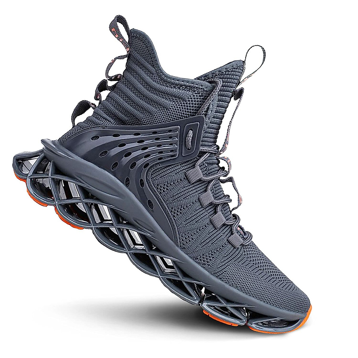 DUDHUH Running Shoes for Men Comfortable Athletic Cross Trainer Casual Walking Fashion Mens Tennis Sock Sneakers Grey