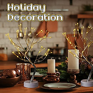 Roowest 2 Pcs 20" Tabletop Bonsai Tree Light Lamp 108 Led Copper Wire String Lamp Battery/USB Operated DIY Artificial Tree Warm White Fairy Light for Indoor Home Bedroom Desktop Christmas Trees Decor