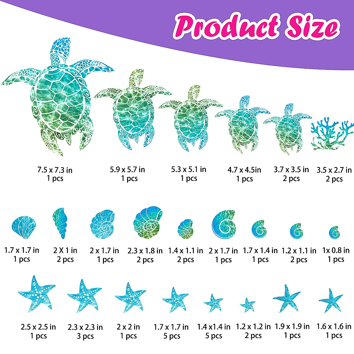 Desert Camel Sea Turtle Wall Decals Stickers Glow in The Dark Vinyl Ocean Under Bathroom Decor for Kids Life Bedroom Nursery Birthday Gifts, Sky Blue