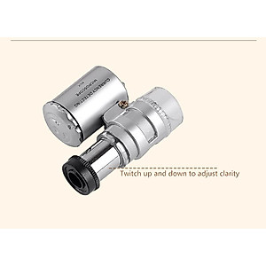WSJIE 60X Mini Pocket High Power Microscope Professional Jewelry Appreciation Microscope Portable LED UV Magnifier (Color : A, Size : 35 * 40 * 20mm)