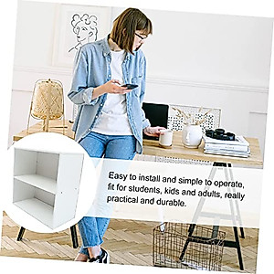 Homoyoyo 1pc Locker White Bookshelf Book Shelves for Office White Bookcase Practical Bookcase Household Bookshelf Floor Bookshelf Earth Tones Storage Rack Lip Gloss White Wood-Based Panel
