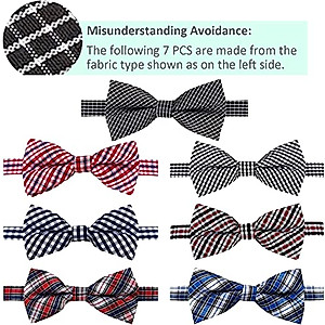Dog Bow Ties, 10pcs KOOLMOX Dog Bowties, Dog Neck Ties With Adjustable Dog Bow Tie Collar, Plaid Puppy Bow Tie For Small Medium Boy Girl Dogs Cats Pet Summer Gifts Holiday Costume Grooming Accessories
