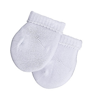 Unconditional Mom 3 Pairs of Newborn Socks - Adjustable Infant Socks with Velcro - Baby Socks 0-3 Months - White Cotton Organic Preemie Socks for Baby Boy and Girl