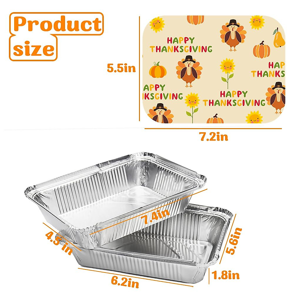 42PCS Thanksgiving Leftover Containers, Thanksgiving Tin Foil Containers with Lids Turkey Aluminum Disposable Food Storage Pans for Fall Party Leftovers, Holiday Treats, Thanksgiving Party Favors