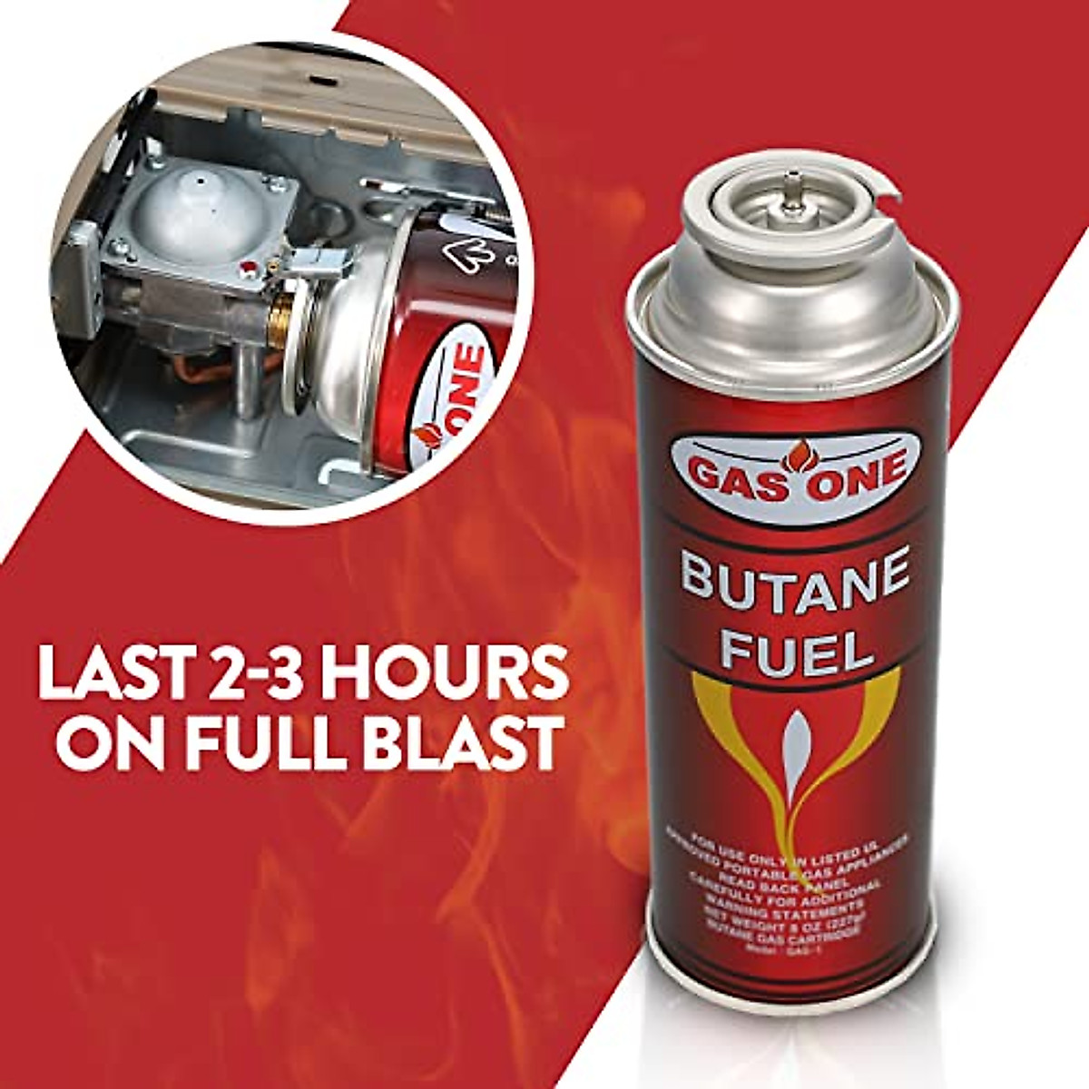 Gas One 8 Pack - 8oz Camping Fuel Canisters for Portable Gas Stoves - UL Safety Certified - Made In Korea