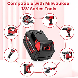 18V 6.0AH Capacity Battery - Replacement for M18 Battery Compatible with Milwaukee Battery Tools and Charger 48-11-1850 48-11-1852 48-11-1850R 5.0Ah 48-11-1840 4.0Ah 48-11-1828 3.0Ah 48-11-1820
