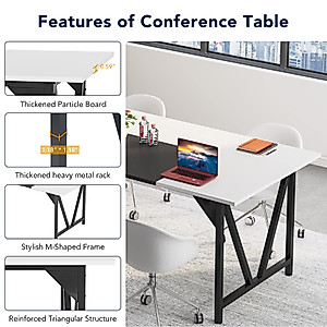Tribesigns 12FT Conference Table,4 PCS Large Rectangle Meeting Seminar Table for 10-14 Person,Long Business Tables