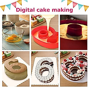 Yhywcy Number Cake Pan 10 Inch Large Silicone Number Cake Pans Baking Number Cake Molds for Birthday Wedding Anniversary Graduation(Number 5)