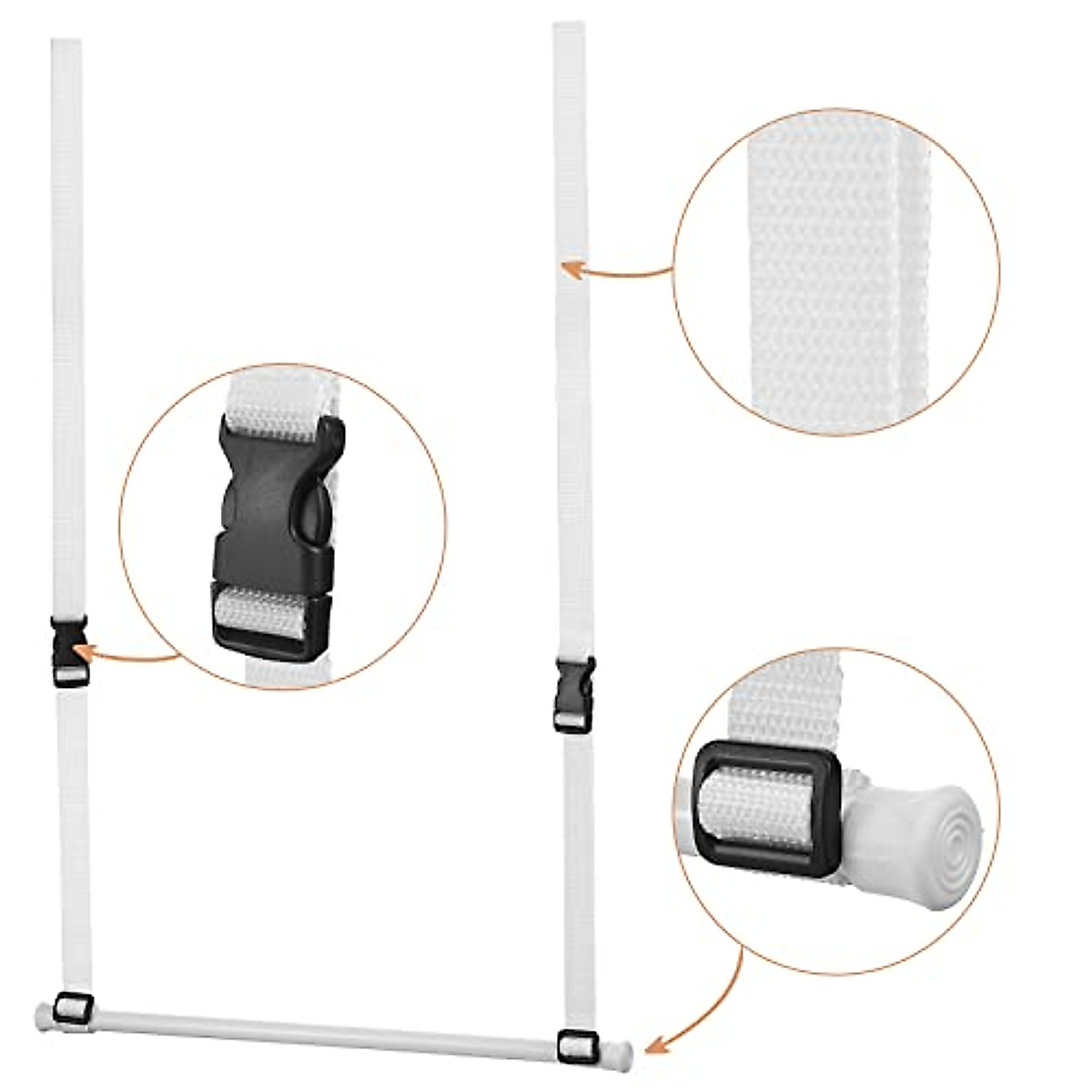 Amyhill 2 Pack Double Hanging Closet Rod Extender Width and Height Adjustable Closet Hanging Rod Extension Organizer Space Saving Clothes Hanging Bar with 4 Pcs Nylon Bands for Closet Clothes Storage