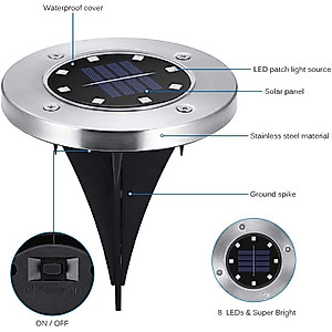 OurLeeme Solar Outdoor Lights Solar Powered Disk Lights 4 Pcs Solar Lights Outdoor Waterproof Solar Ground Lights 8 LED Solar Garden Lights Color Changing Landscape Lighting Pathway Lights