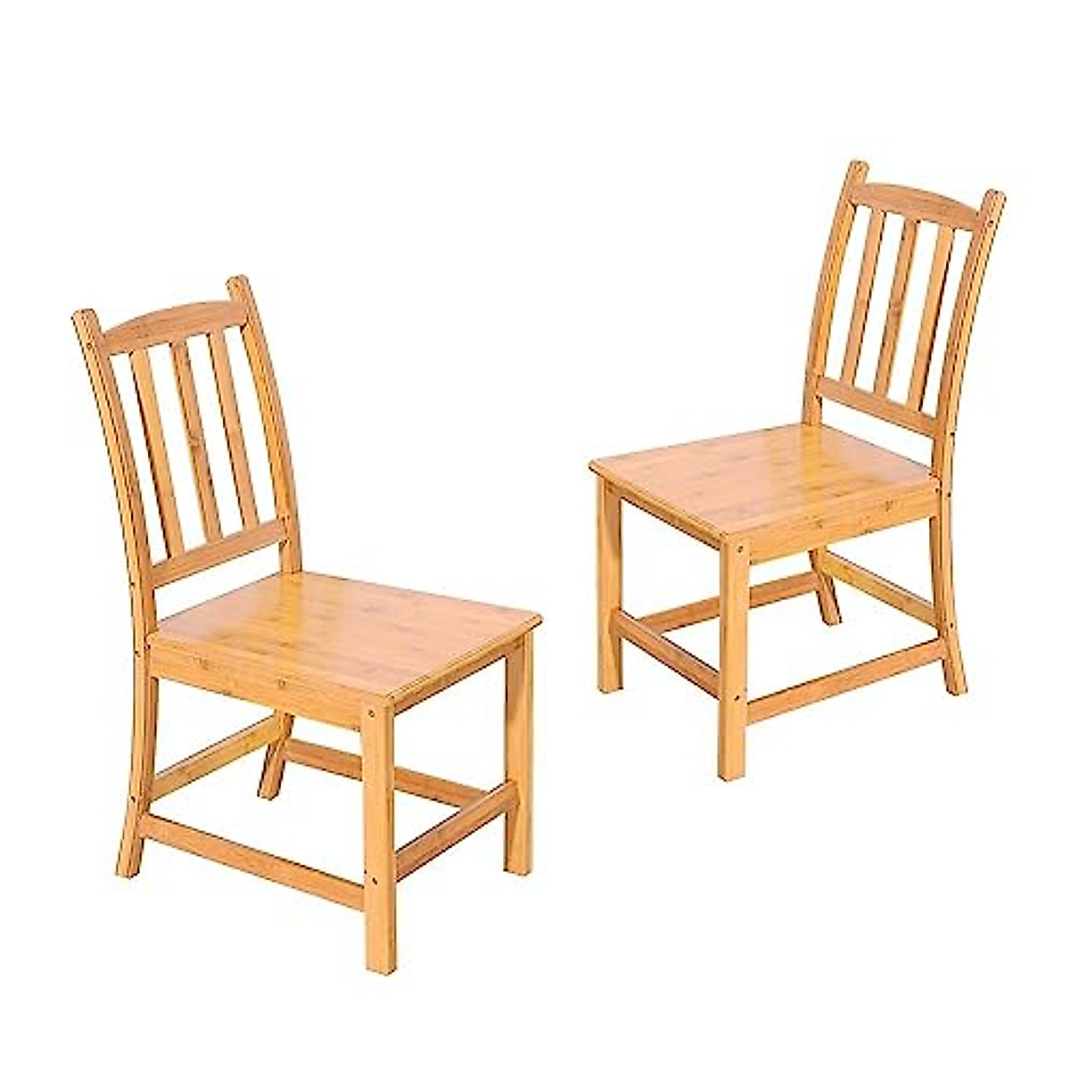 Kopokd [Set of 2 Dining Chairs - Sturdy Wooden Seats Natural Finish Kitchen Furniture