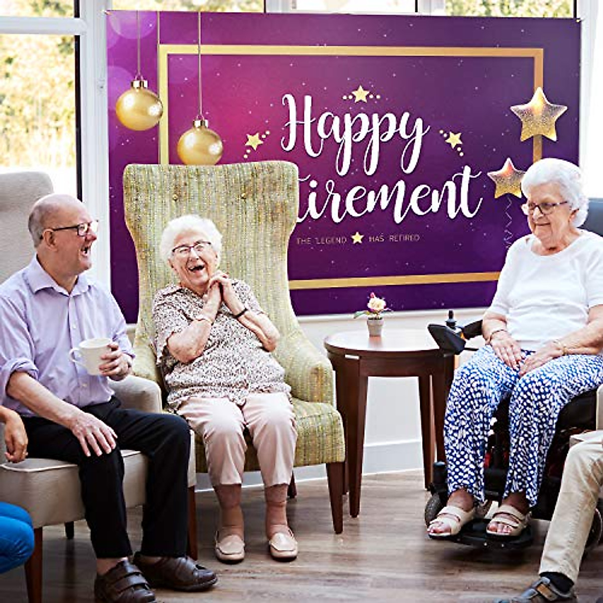 PAKBOOM Happy Retirement The Legend Has Retired Backdrop Banner - Retirement Party Decorations Supplies for Women - 3.9 x 5.9ft Purple