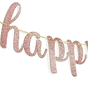 INNORU Glitter Happy Retirement Banner - for Farewell Party Bunting - Leaving Theme - Finally Retiring Party Bunting Decoration Rose Gold