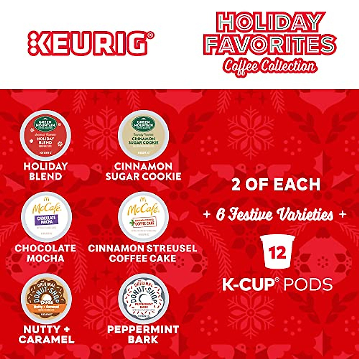 Keurig Holiday Favorites Coffee Collection, Single Serve K-Cup Pods, 12 Count (Pack of 1)