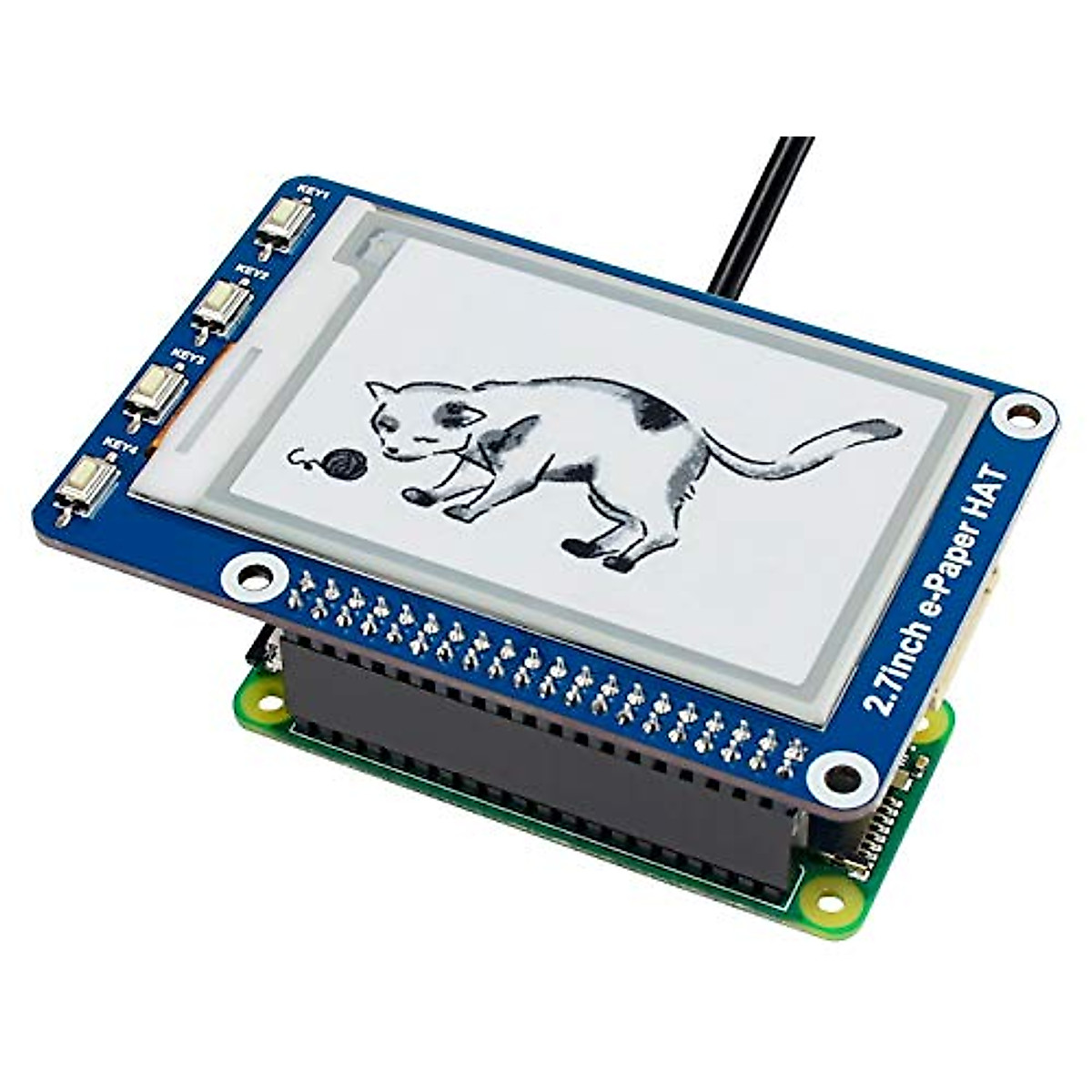 2.7inch E-Ink Display HAT,264x176 Pixel Black,White Two-Color 3.3V/5V E-Paper Screen LCD for Raspberry Pi 4B/3B+/3B/2B/Zero/Zero W/Zero WH and Jetson Nano SPI Interface Support Full Refresh