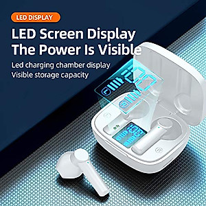 Wireless Earbuds Bluetooth Headphones 24hrs Play Back Sport Earphones,USB-C Charging Port with LED Display Ear Buds Built-in Mic Headset for Workout