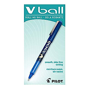 PILOT VBall Liquid Ink Rolling Ball Stick Pens, Fine Point, Blue Ink, 12-Pack (35113)