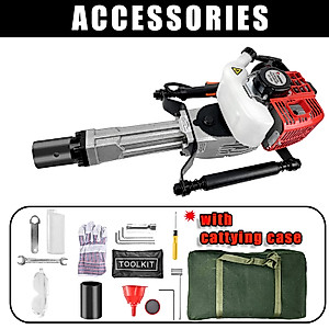 JACKCHEN 52CC Gas Powered T Post Driver with carry bag, Air Cooling Single Cylinder 2 Stroke Gasoline Petrol Garden Fencing Tool Machine with 2 Post Driving Head
