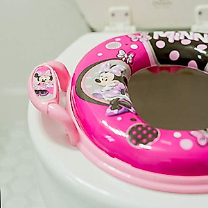 The First Years Disney Minnie Mouse Soft Potty Seat - Cushioned Toddler Toilet Seat Attachment - Toddler Potty Training Toilet Seat with Handles - Ages 18 Months and Up