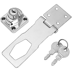 4 Pack Keyed Hasp Latch Lock 4 x 1-5/8 inch Twist Knob Keyed Locking Hasp for Small Doors, Drawer, Cabinets and More, Stainless Steel Chrome Plated Hasp Lock with Keys