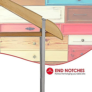 Home Basics 5 Pack Wooden Non-Slip Suit Hangers with Pants Bar – Smooth Finish Solid Wood Coat Hanger 360° Swivel Hook and Cut Notches for Jacket, Pant, Dress Clothes Hangers (Natural)