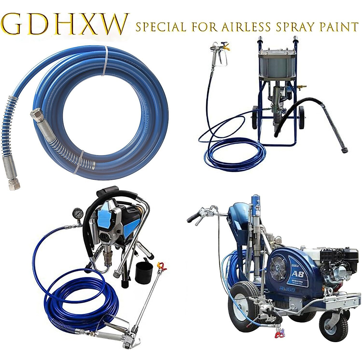GDHXW 25FT Double Layer Braided Wire High Pressure Airless Paint Spray Hose Upgraded 8500 PSI Universal Paint Sprayer Flexible Tube 1/4"