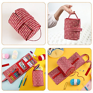 SEWACC Knitting Tools Bag Crochet Organizer Bag Yarn Storage Tote Knitting Accessories Supplies Yarn Holder with Grommets Crochet Project Case
