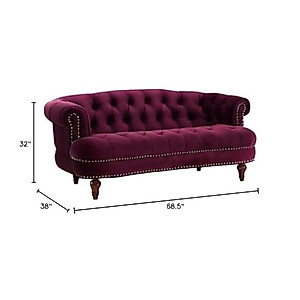 Jennifer Taylor Home Ariana Victorian Chesterfield Loveseat, Burgundy Velvet