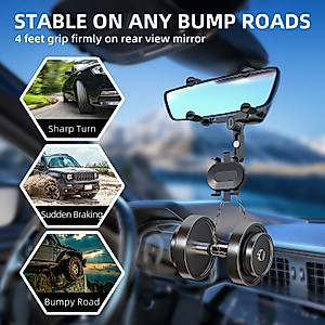 SXhyf Rear View Mirror Phone Holder, 2023 Rotatable and Retractable Car Phone Holder, Universal Car Phone Holder Mount, Cell Phone Holder Car Fit for iPhone 11 12 13 14 Pro Max Samsung All Phone