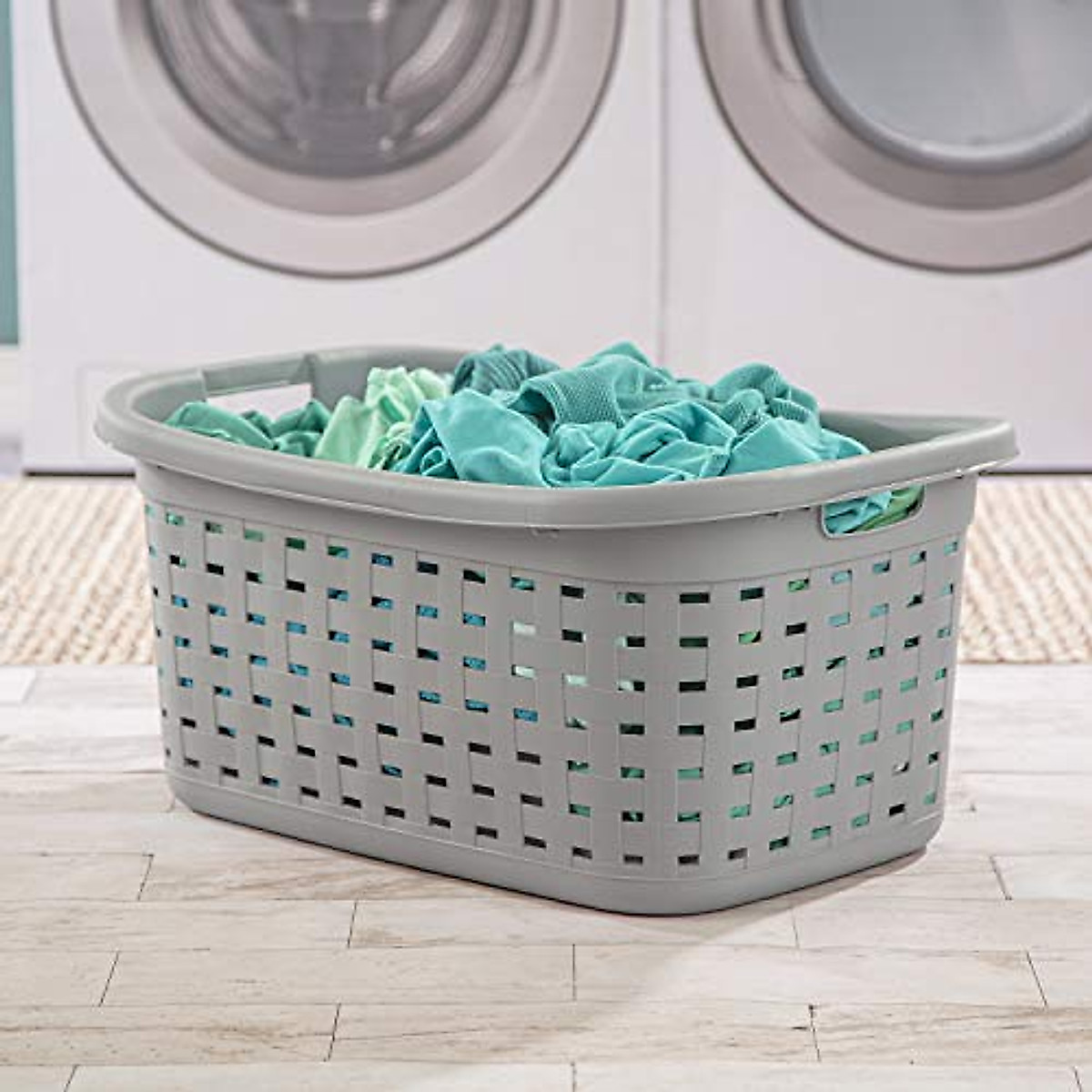 Sterilite 12756A06 Weave Laundry Basket, Cement, 6-Pack