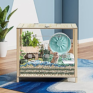 Doolapet Hamster Cages, Natural Wooden Hamster Cage 23.6" L x 15.7" W x 18.9" H for Syrian Dwarf Hamsters Mice Small Animal