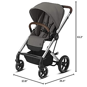 Cybex Balios S Lux Toddler and Baby Stroller with Reversible Seat, Unique One-Pull Harness, and Multiple Recline - Travel System Ready, with One Hand Fold, Soho Gray