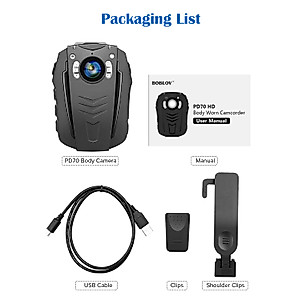BOBLOV PD70 64GB WiFi Body Camera 1296P Wearable Body Cameras Night Vision Camera Built-in Memory Light and Small Body with Audio Recording 170 Degree for Law Enforce or Daily Use (64GB)