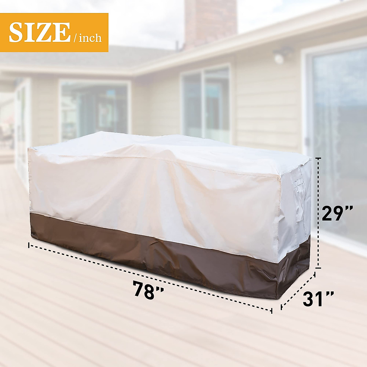 OVIOS Patio Furniture Set Cover Outdoor Sectional Sofa Set Cover Outdoor Sofa and Ottomans Cover Waterproof Furniture Covers, 78" L x 31" W x 29" H, Beige-Brown