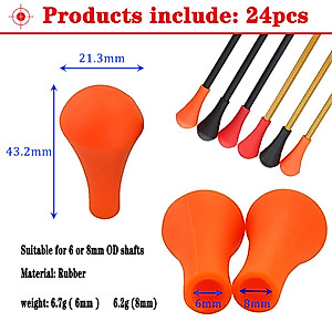 AMEYXGS 24pcs Archery Traditional Rubber Blunt Arrow Points Glue-On Field Arrowheads 6mm and 8mm Soft Safe Rubber Arrow Tips for Beginner Teenager Target Shooting Practice Arrow Accessory (red, 8mm)