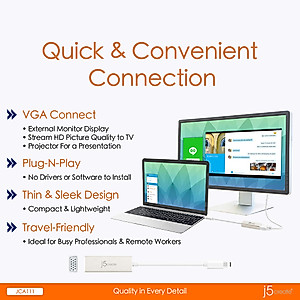 j5create USB 3.1 Type-C to VGA Adapter JCA111