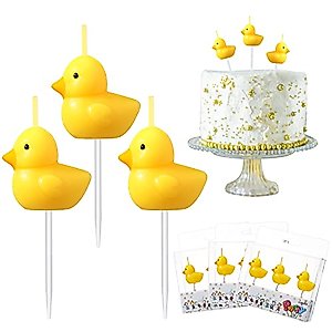 Coume 9 Pieces Yellow Duck Cake Candles Duck Birthday Decorations Cute Little Duckie Cupcake Candles for Kids Theme Birthday Party Baby Shower Decorations