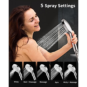 FASDUNT Shower Head with Handheld, High Pressure Handheld Shower Head with 80" Extra Long Stainless Steel Hose & Adjustable Bracket, Showerhead with ON/OFF Switch for Pets Bath