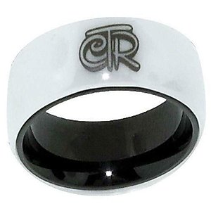 One Moment In Time J196W Size 5 White Ceramic & Aluminum Ring Mormon LDS CTR