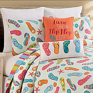 C&F Home Flip Flop Life Pillow Beach Summer Sandals Embroidered Throw Pillow Decor Decoration Throw Pillow for Couch Chair Living Room Bedroom 18" x 18" Orange